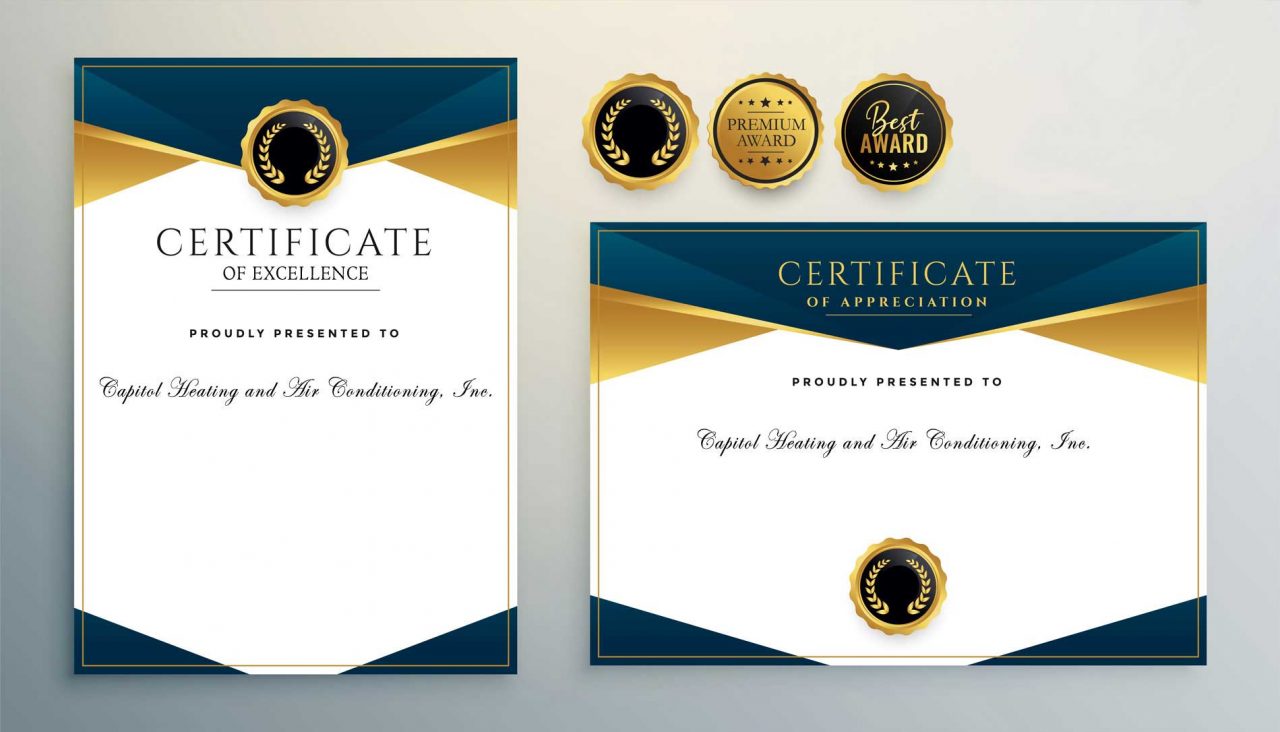 Certifications and Awards | Capitol Heating and Air Conditioning, Inc.